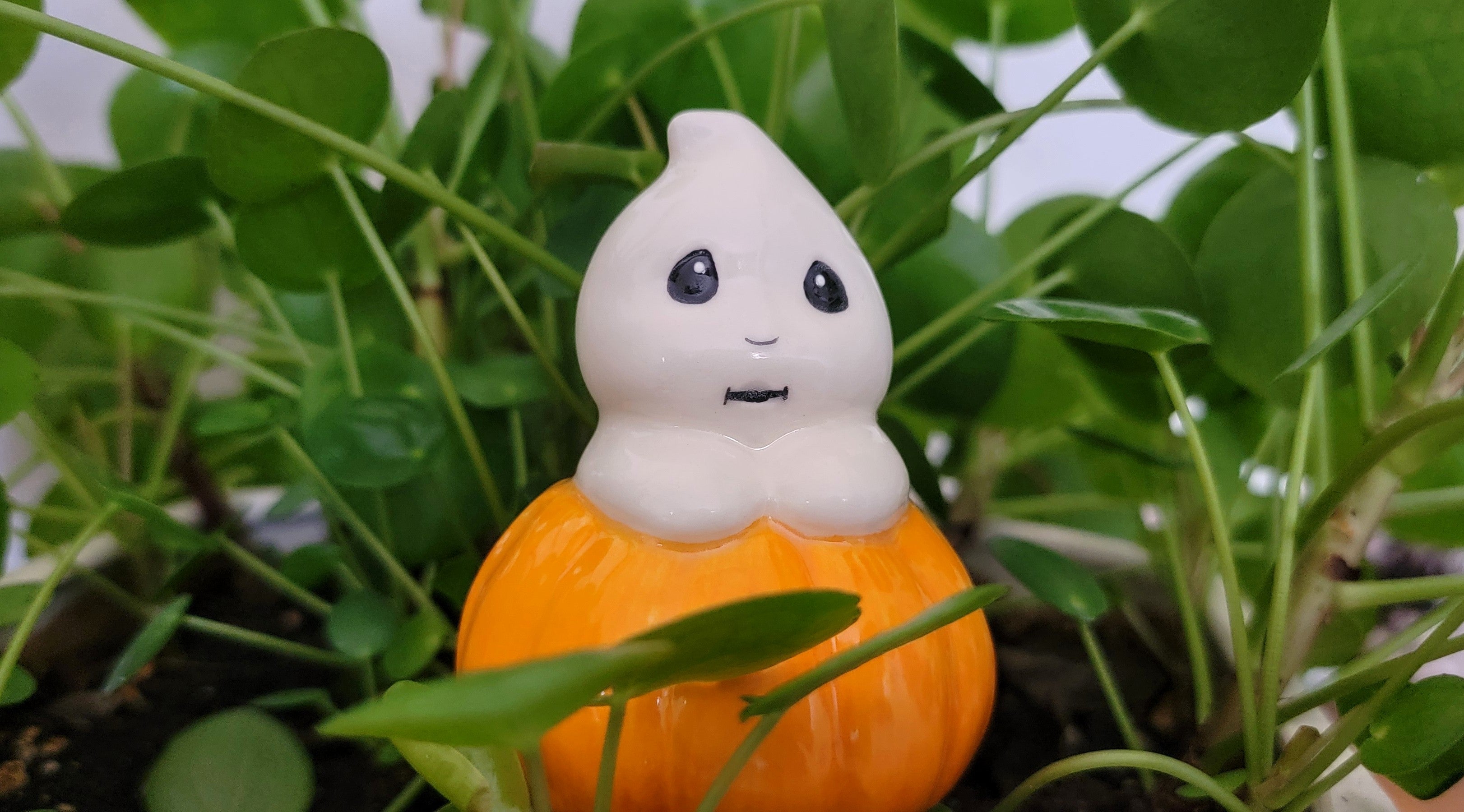 Ghost Pumpkin Halloween Ceramic Watering Spike - Plant Tender - Ease P ...
